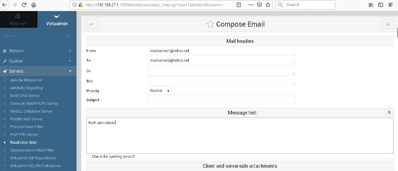 catatan sekolah: Konfigurasi Mail Server di Webmin