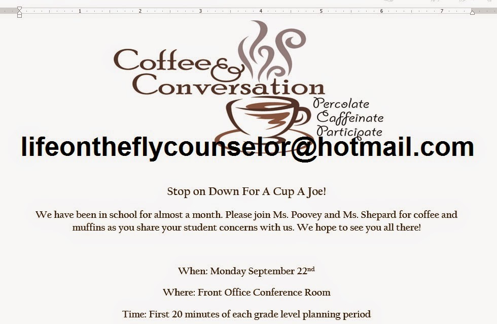 Life on the Fly.... A School Counselor Blog: Coffee with the Counselors ...