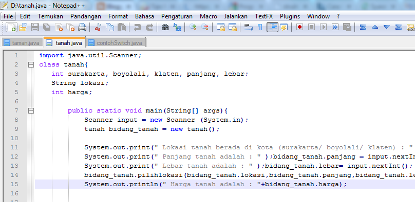Lilis Suryani: Cara Membuat Program Tanah Menggunakan Bahasa Java