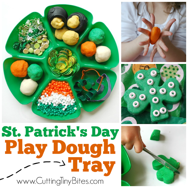 St. Patrick's Day Play Dough Tray | What Can We Do With Paper And Glue
