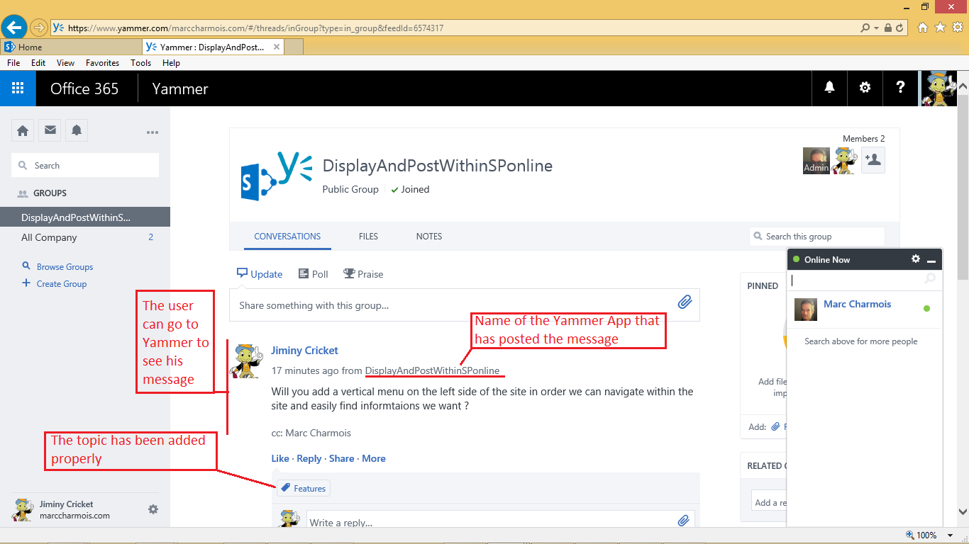 Azure And Co Programmatically Post A Message To Yammer From Sharepoint Online