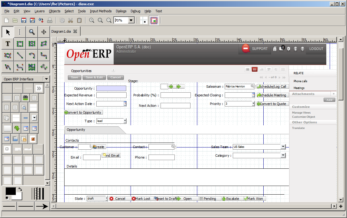 Fabrice Henrion: Dia plug-in installation for OpenERP 6 on Windows