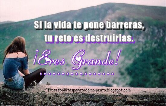 Frases Bonitas Para Todo Momento. : Si la vida te pone barreras, tu reto es destruirlas. 👉 ¡Eres ...
