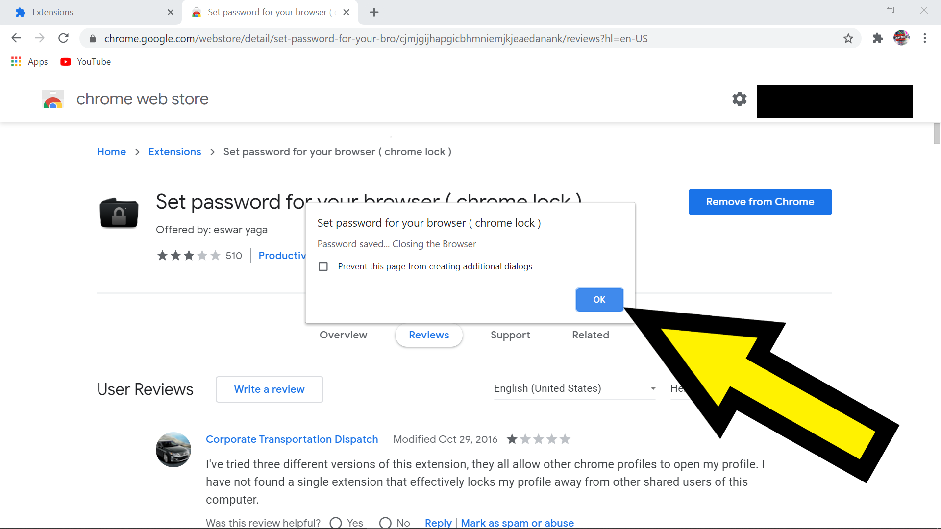 how to set a password in chrome browser (chrome lock)