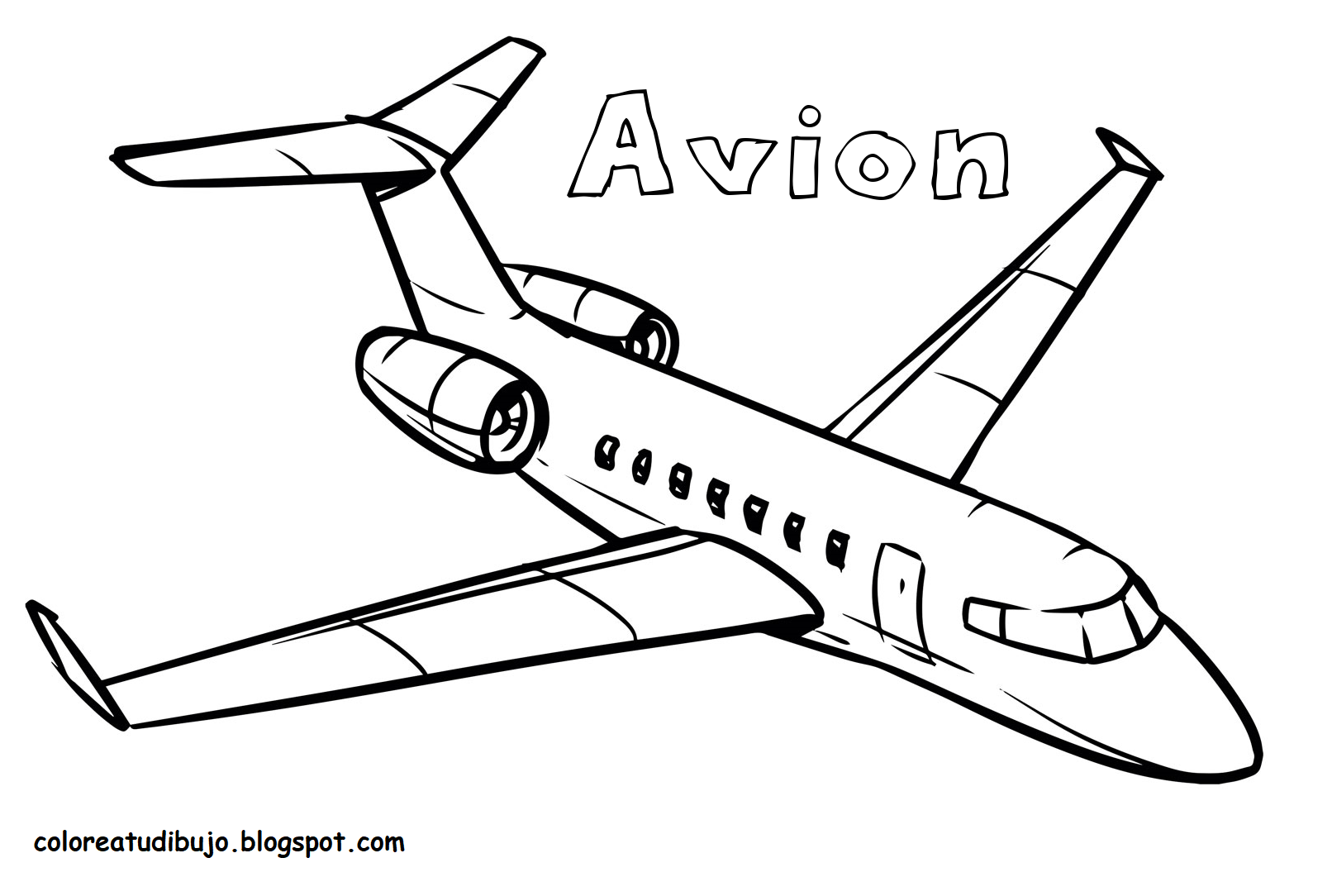 Avion tipo Jet para colorear - COLOREA TUS DIBUJOS