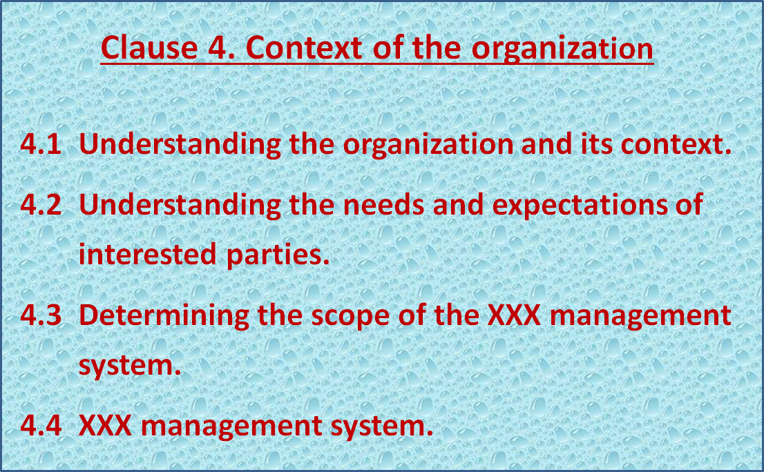 Integrated management systems - Clause 4 - Context of the organization