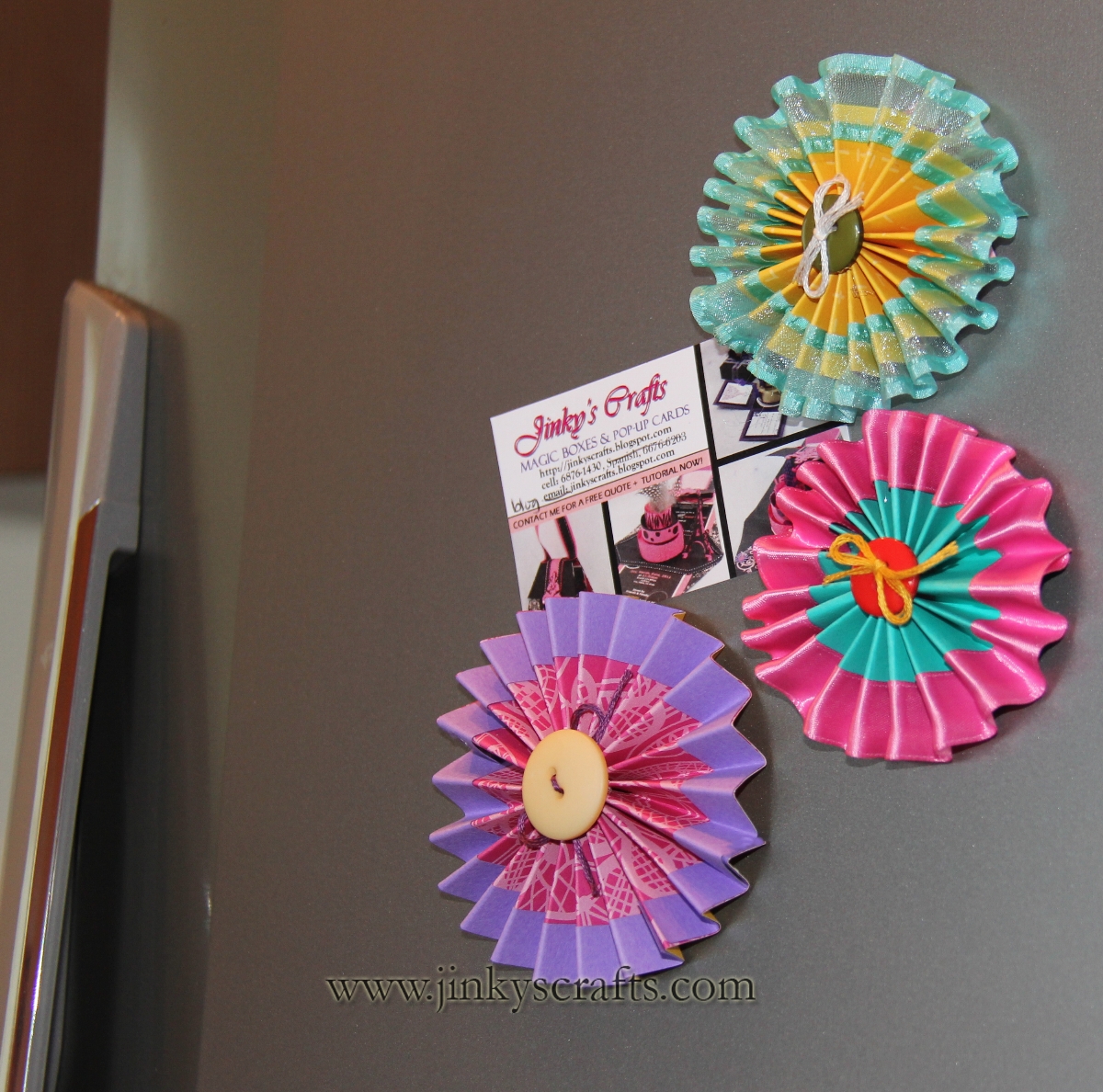 Jinky's Crafts & Designs: Pinwheel Spring Rosettes Magnet