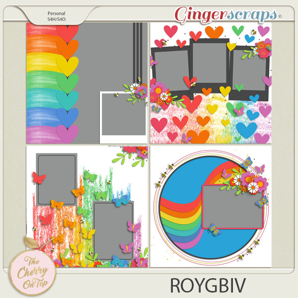The Cherry On Top: Rainbow Inspired Digital Scrapbooking Templates