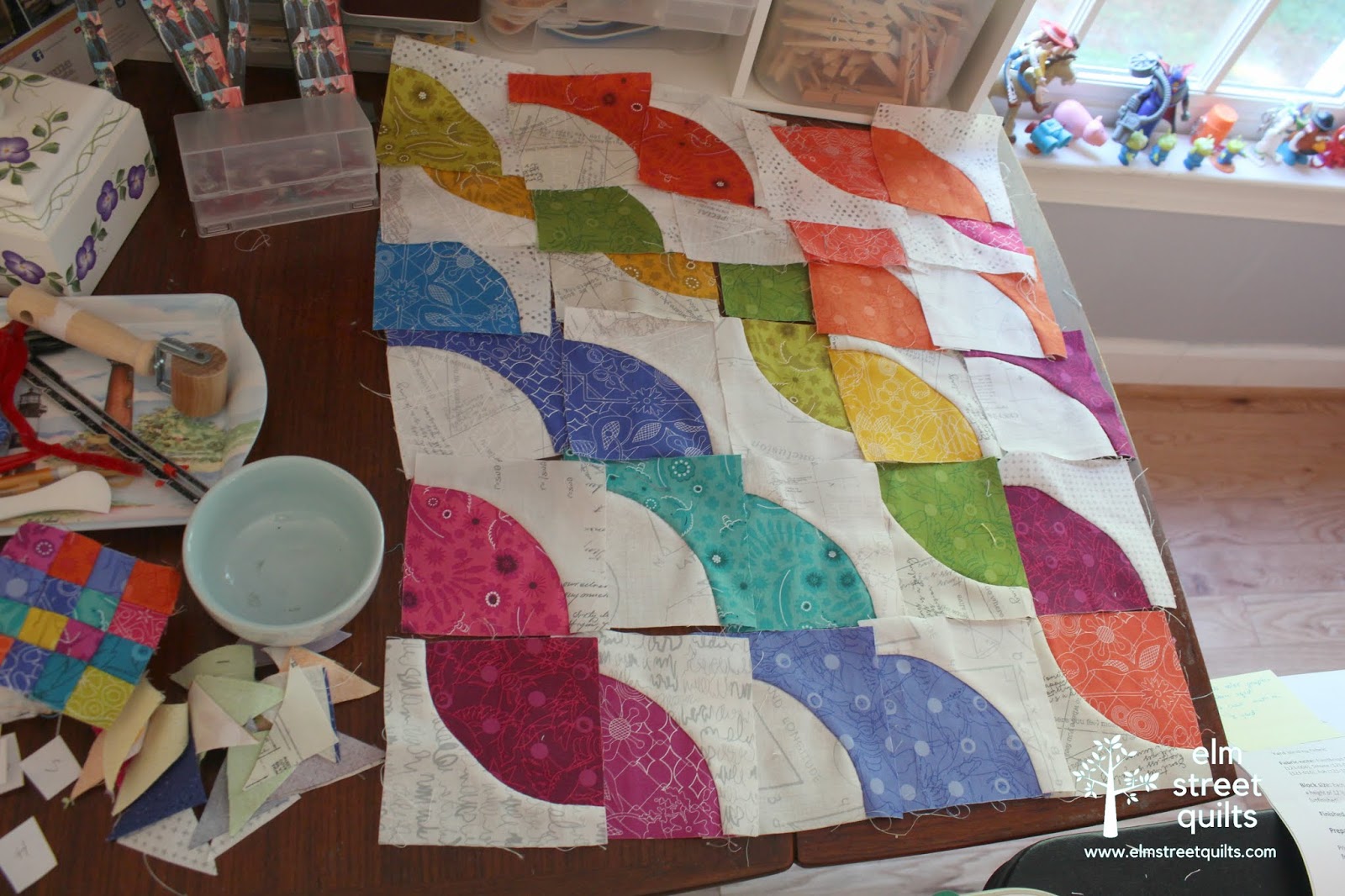 Hand Pieced Curves Progress Report | Elm Street Quilts