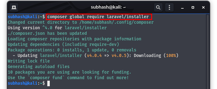 Install Latest Version Of Composer & Laravel In Linux Using Terminal