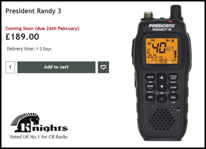 Delboy's Radio Blog: President Randy III - UK Price Revealed