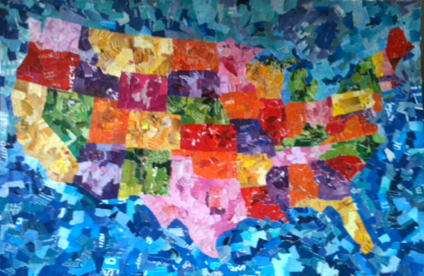 Rethink Crafts: Week Seven- Magazine Scrap USA Map Collage