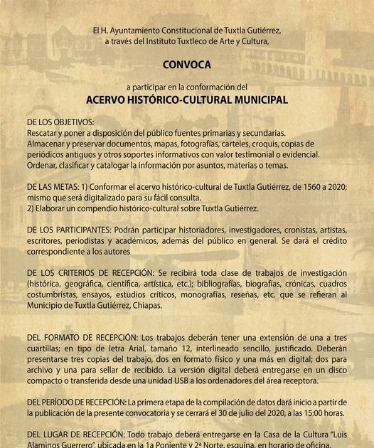 Invitan a conformar el acervo Histórico-Cultural Municipal de Tuxtla ...