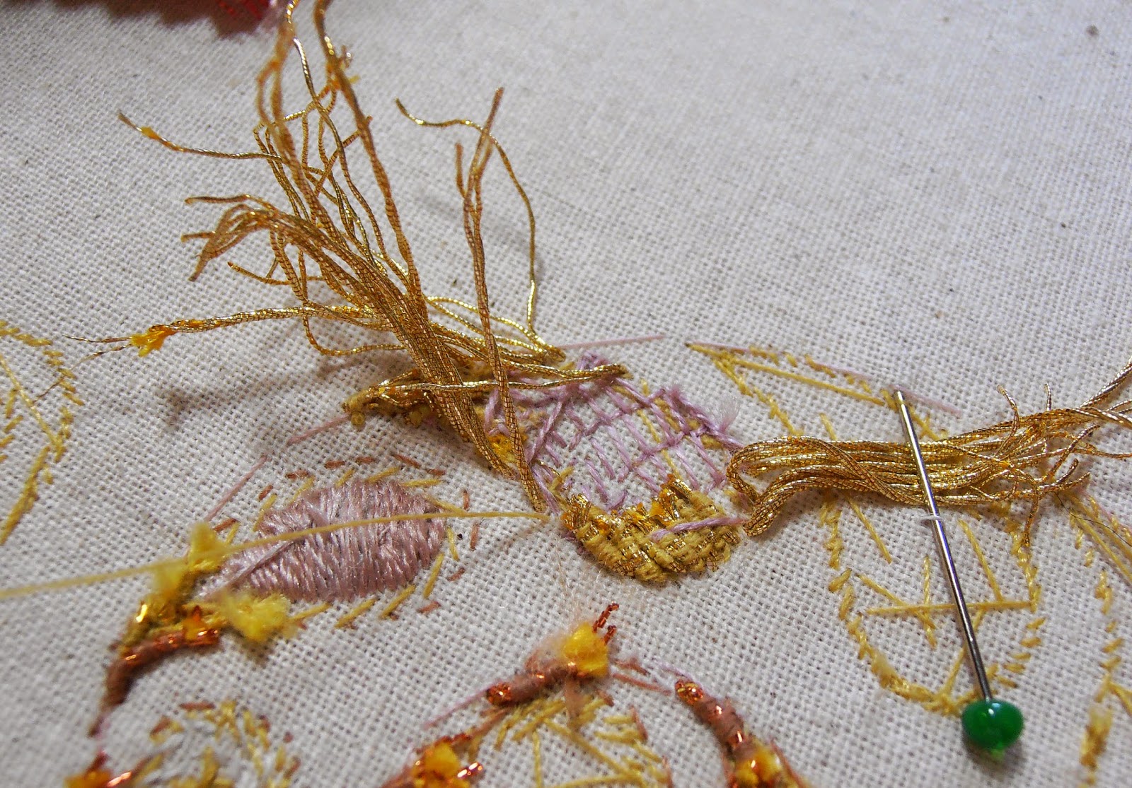 Anna Scott Embroidery: Goldwork progress