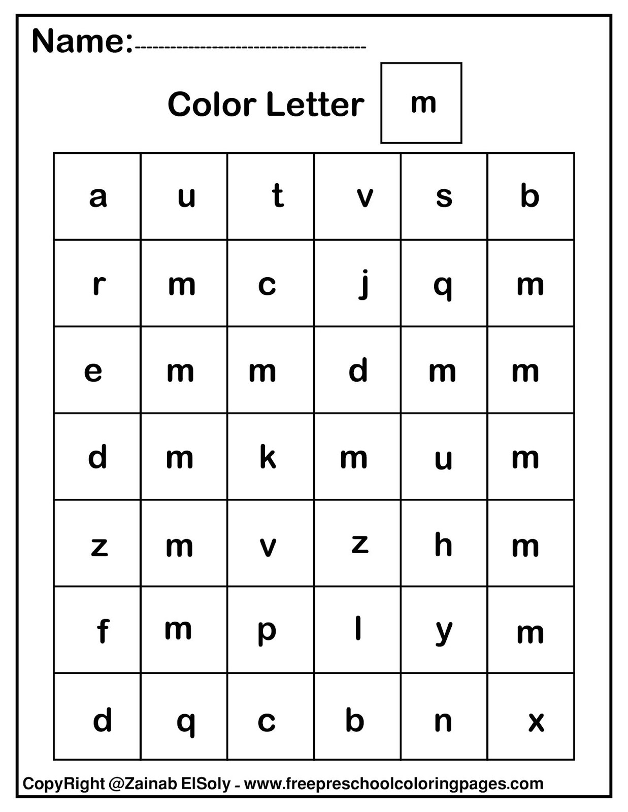 Set of color by letter ABC free preschool coloring pages