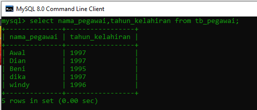 Cara menginput data sebuah tabel mysql pada cmd: Dasar DML