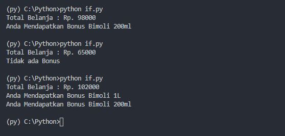 Percabangan if, else, elif Pada Pemrograman Python