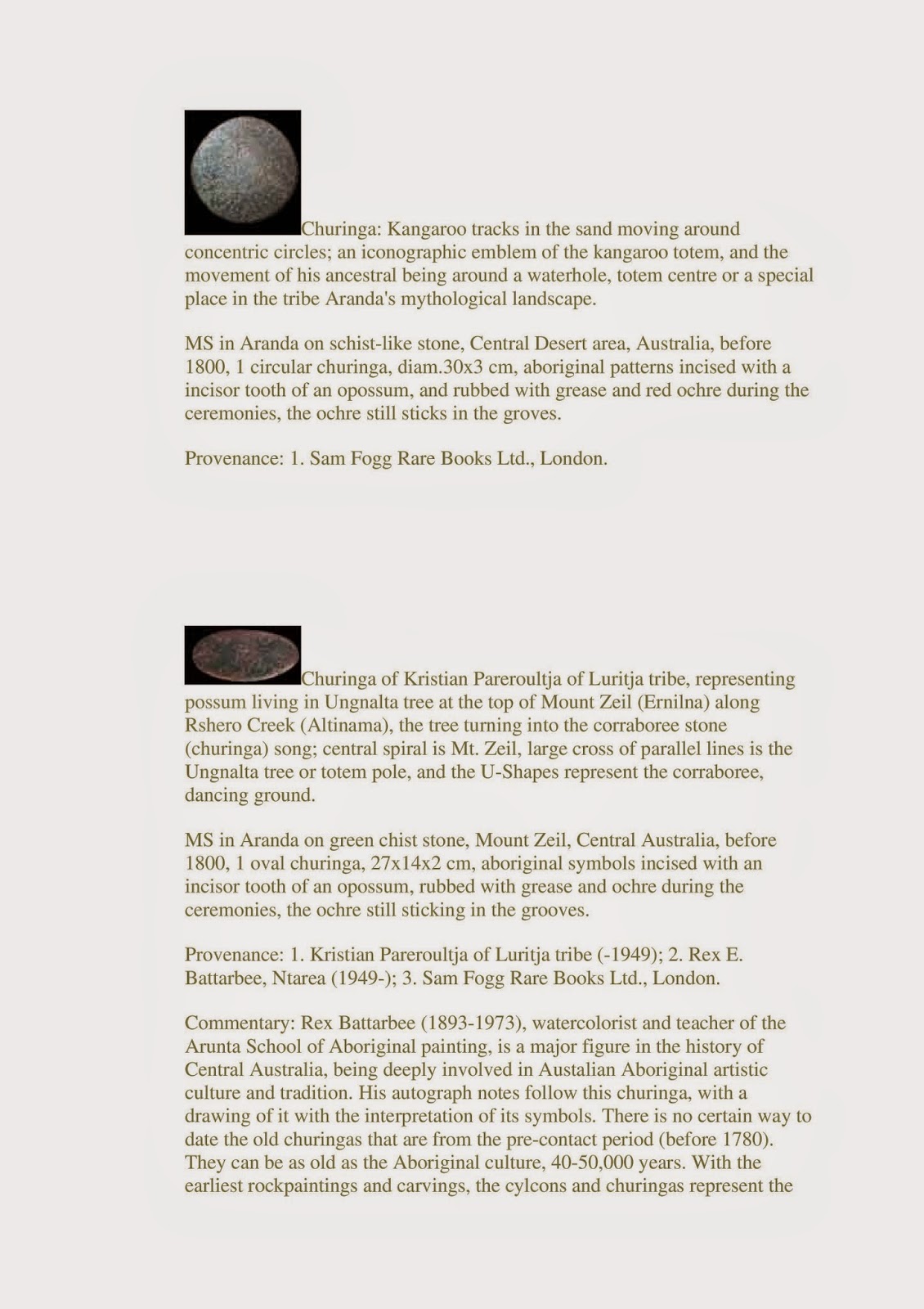 Trivial Art Tribal Art = TA-TA : The Churinga or Tjurunga docs Part 1 ...