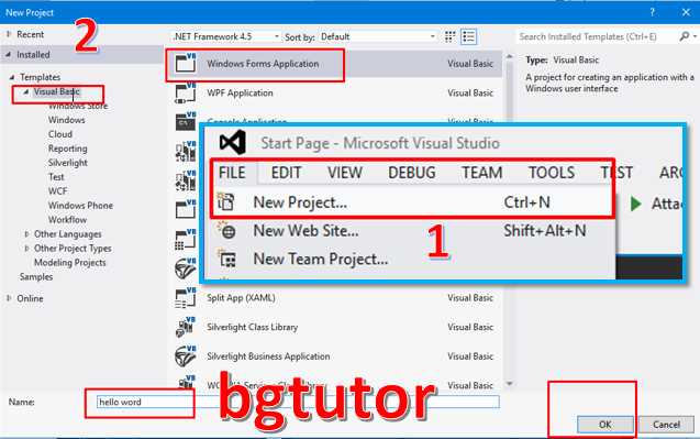 Hello Word Program Pertama untuk Pemula Vb.net - bg tutor