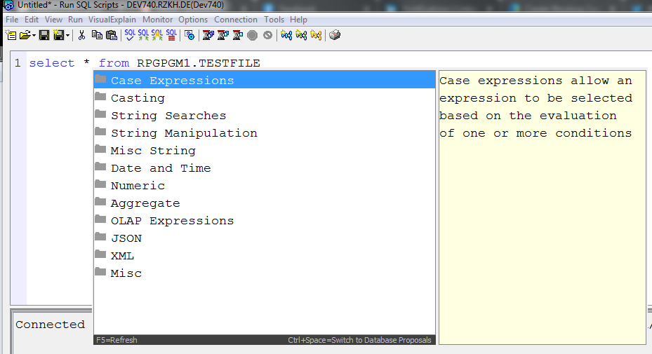 Difference in Run SQL Scripts @ RPGPGM.COM