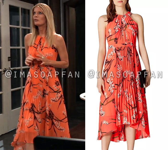 Nina Reeves's Pleated Orange Floral Dress - General Hospital, Season 57 ...