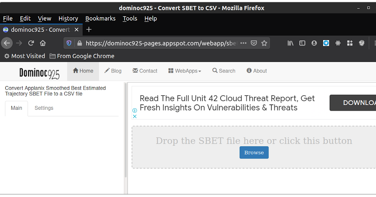 dominoc925: WebApp to convert an Applanix smooth best estimated trajectory (SBET) binary file to ...