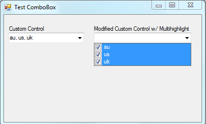 Combobox With CheckListBox Supports Multi highlighting (C#)