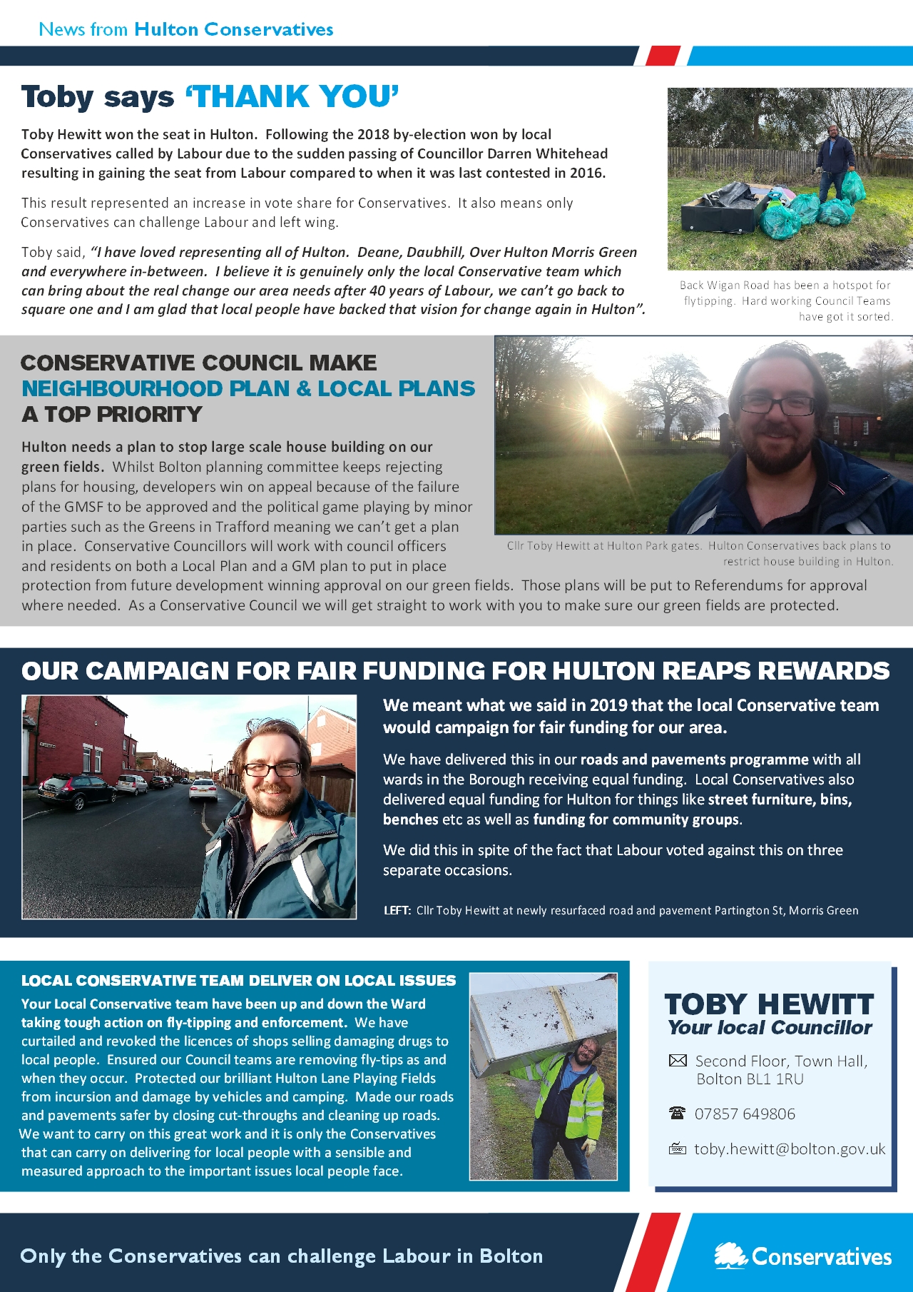 Canvassing leaflets designed after Bolton 2021 local elections