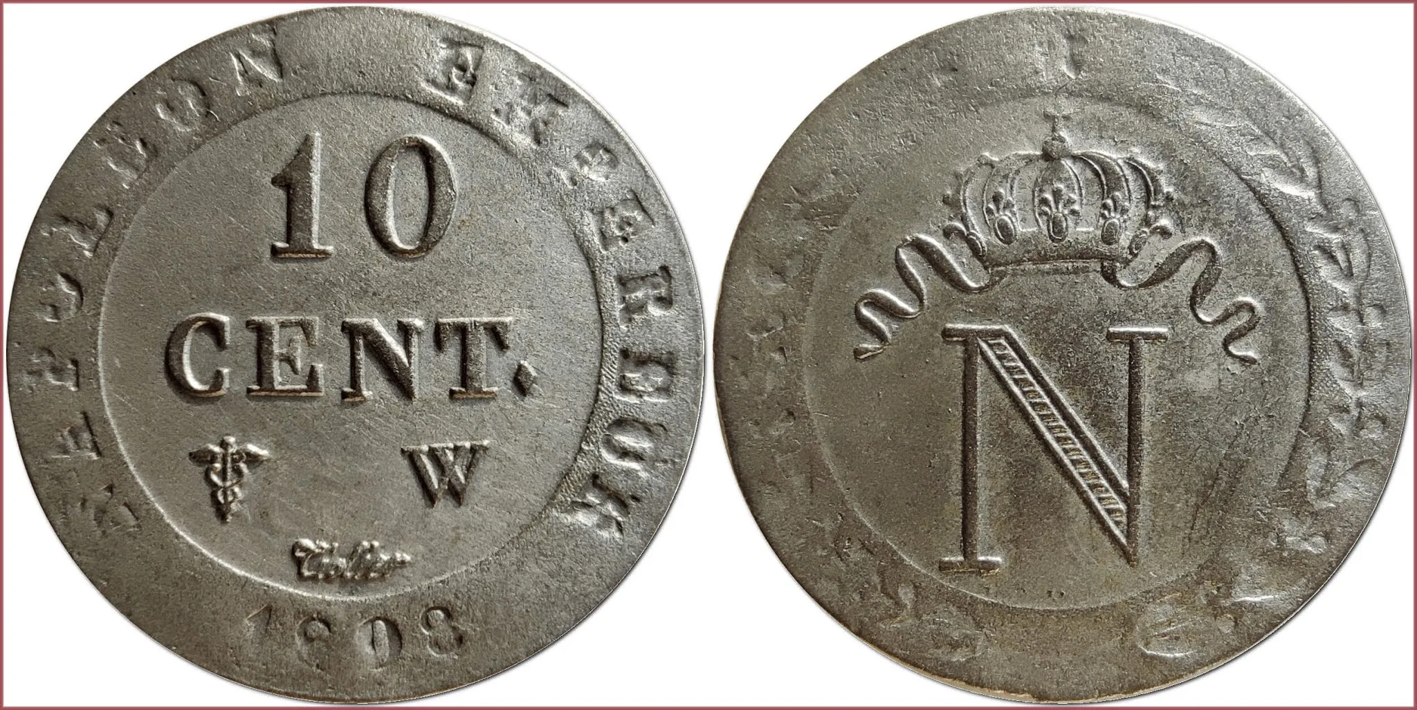 Centime: coin of French Empire; 1/100 franc