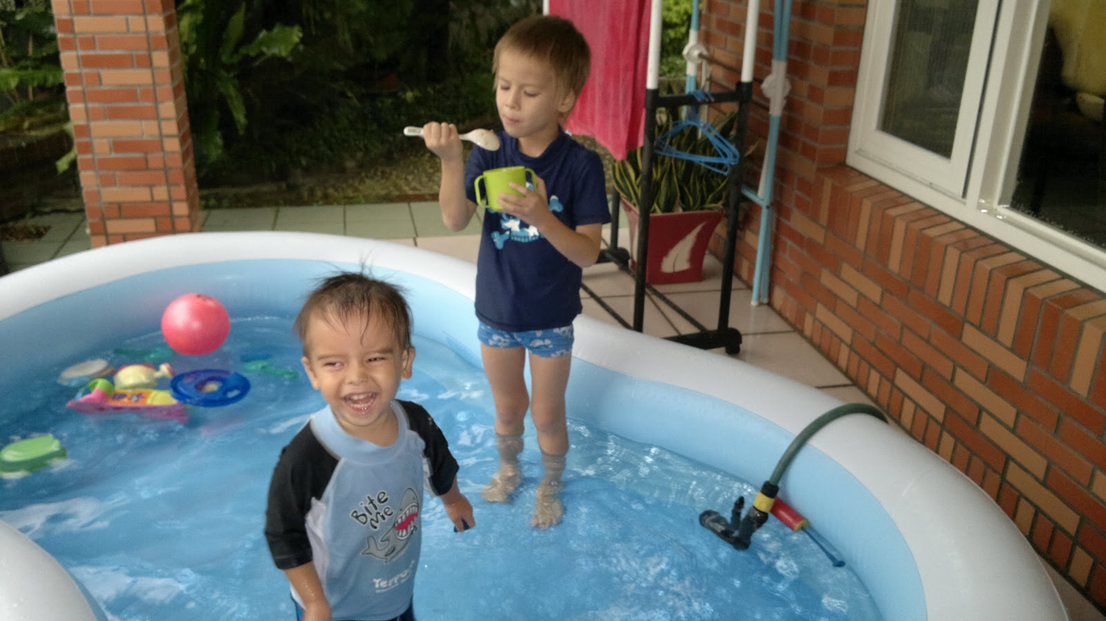 Two Boys in Taipei: Wading Pool Fun