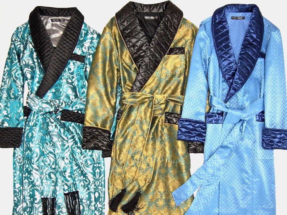 Gentleman's Luxury Quilted Paisley Silk Jacquard and Cotton Robes