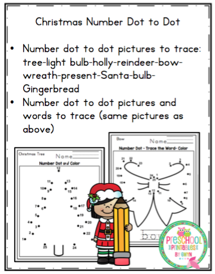 Christmas Number Dot to Dot ~ Preschool Printables