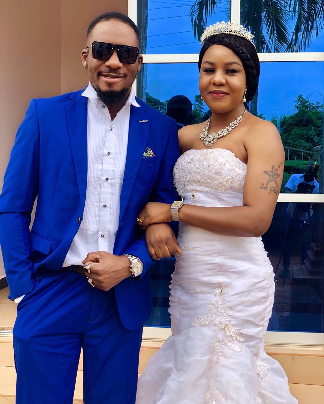 Wedding photos of Jennifer Paul and Jnr Pope on the set of 'Wishes'.