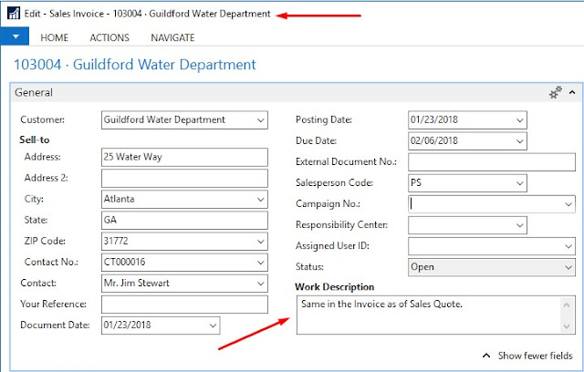 Microsoft Dynamics NAV 2017 - Work Description In Sales.