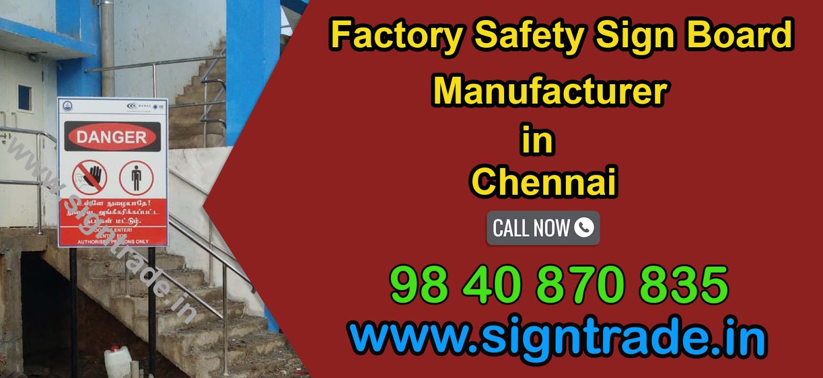 Factory Safety Sign Board - VA Tech Wabag Ltd - Chennai