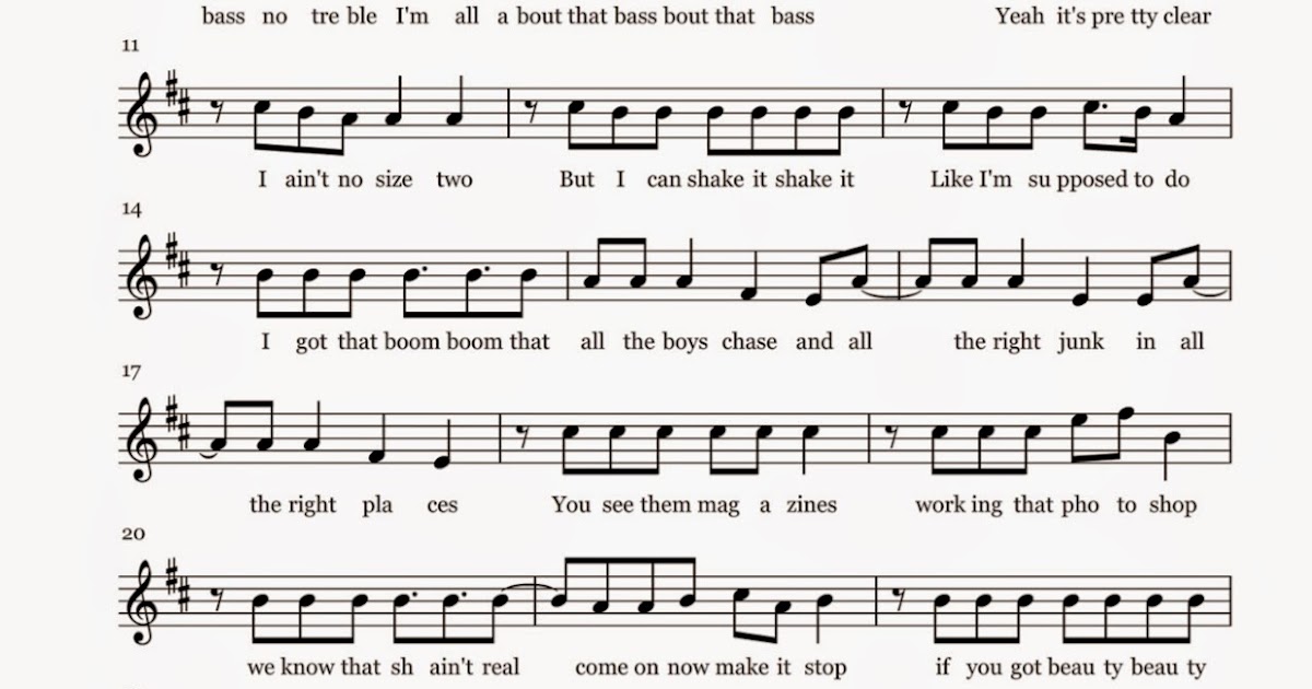Flute Sheet Music All About That Bass Sheet Music