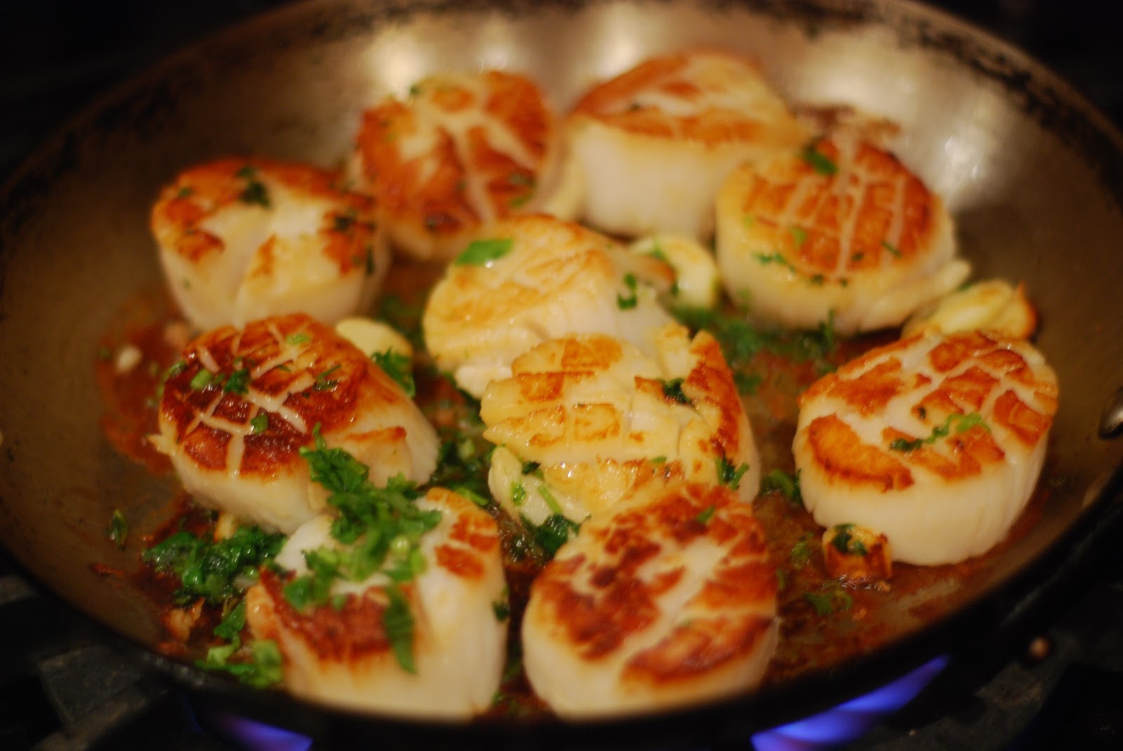 cup and table: lovely sea scallops with cilantro and garlic