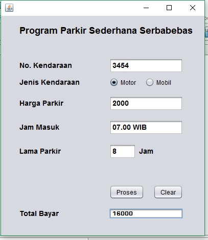 Aplikasi Parkir Sederhana - Syntax Error