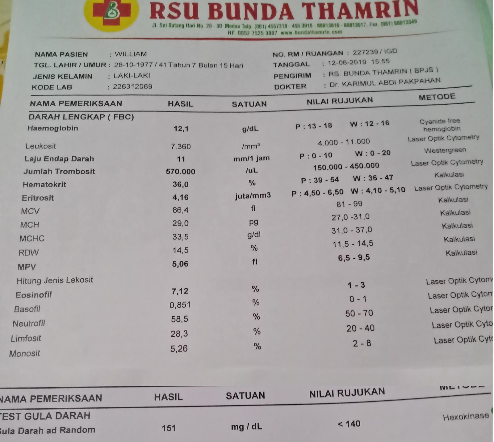 Membaca Hasil Check Darah