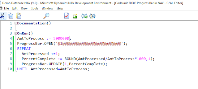 MS Dynamics 365 Business Central : How to create a PROGRESS Bar in ...