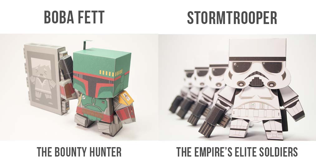 Star Wars : Boba Fett and Stormtrooper Paper Toys | Paperized Crafts