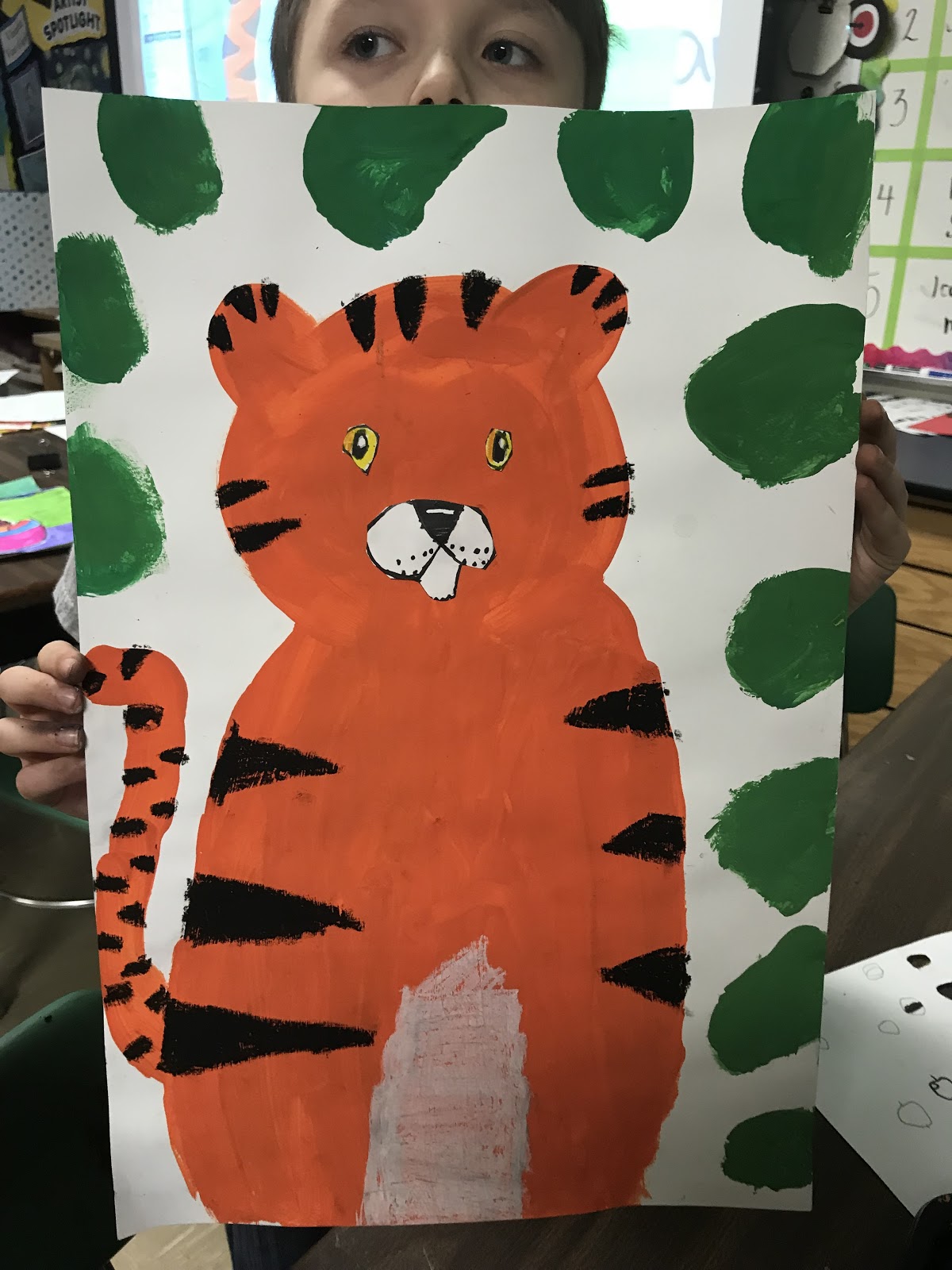 Elements of the Art Room: 2nd grade Rousseau inspired Tiger paintings