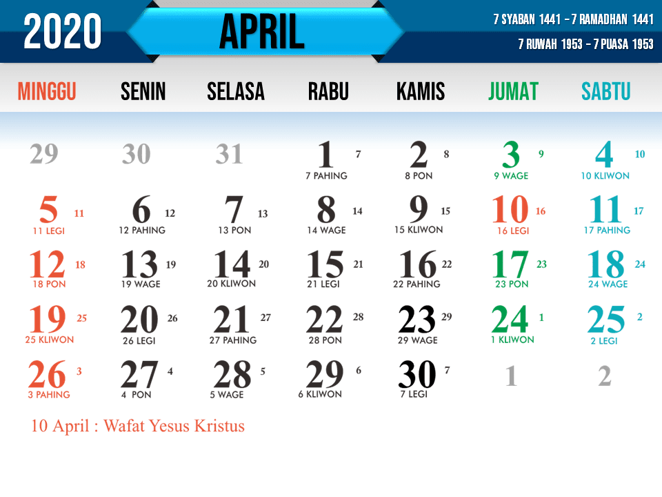 Download Kalender Tahun 2020 - PAKAR TUTORIAL