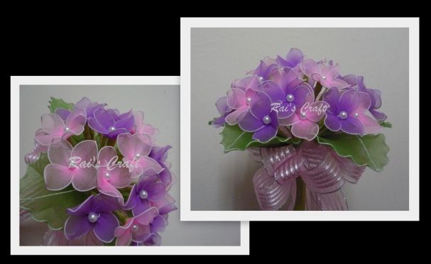 Rai's Craft: Bunga Tangan Stokin Pink Purple