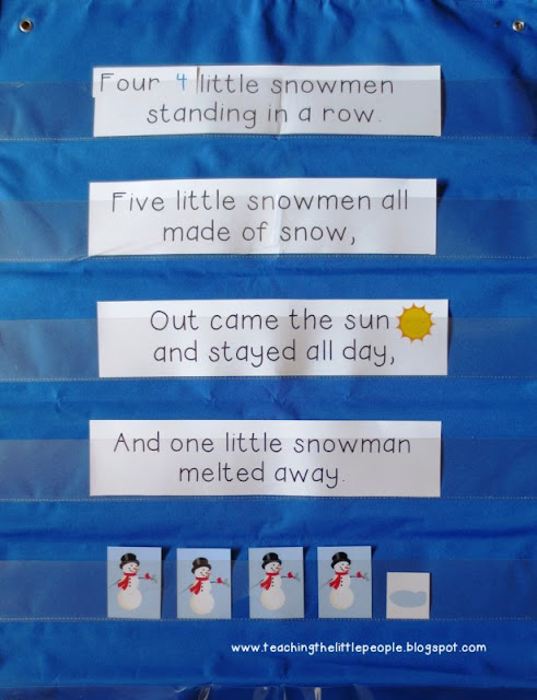 Teaching The Little People: Five Little Snowmen Interactive Pocket Chart