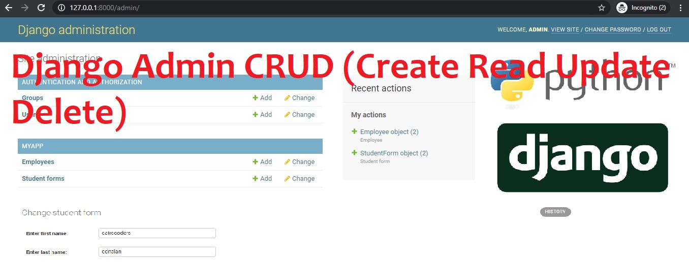 Django Admin CRUD (Create Read Update Delete) | Tutorial101
