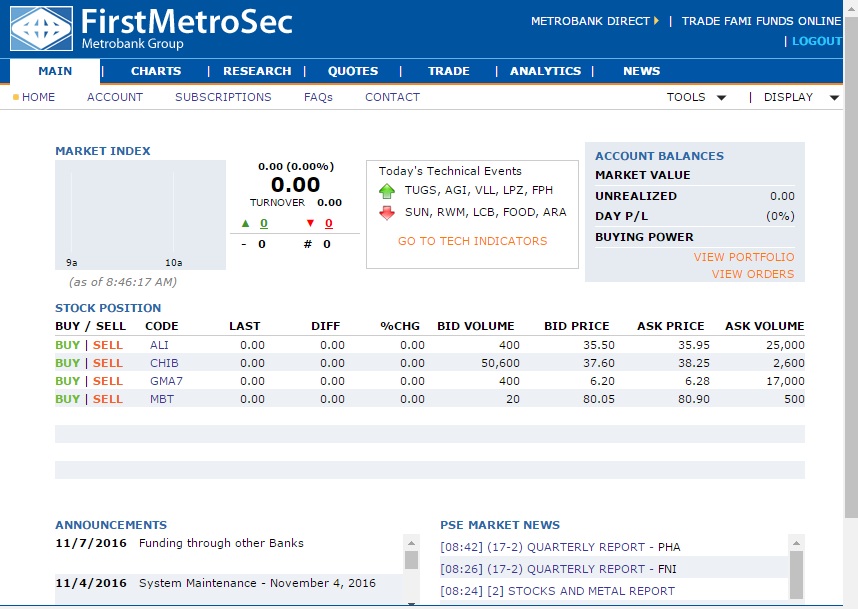 OPENING ACCOUNT WITH FIRSTMETROSEC