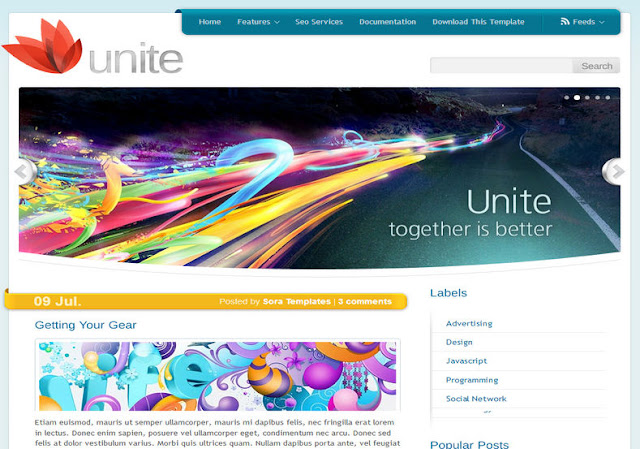 Unite White Blogger Template | High Quality Free Blogger Templates