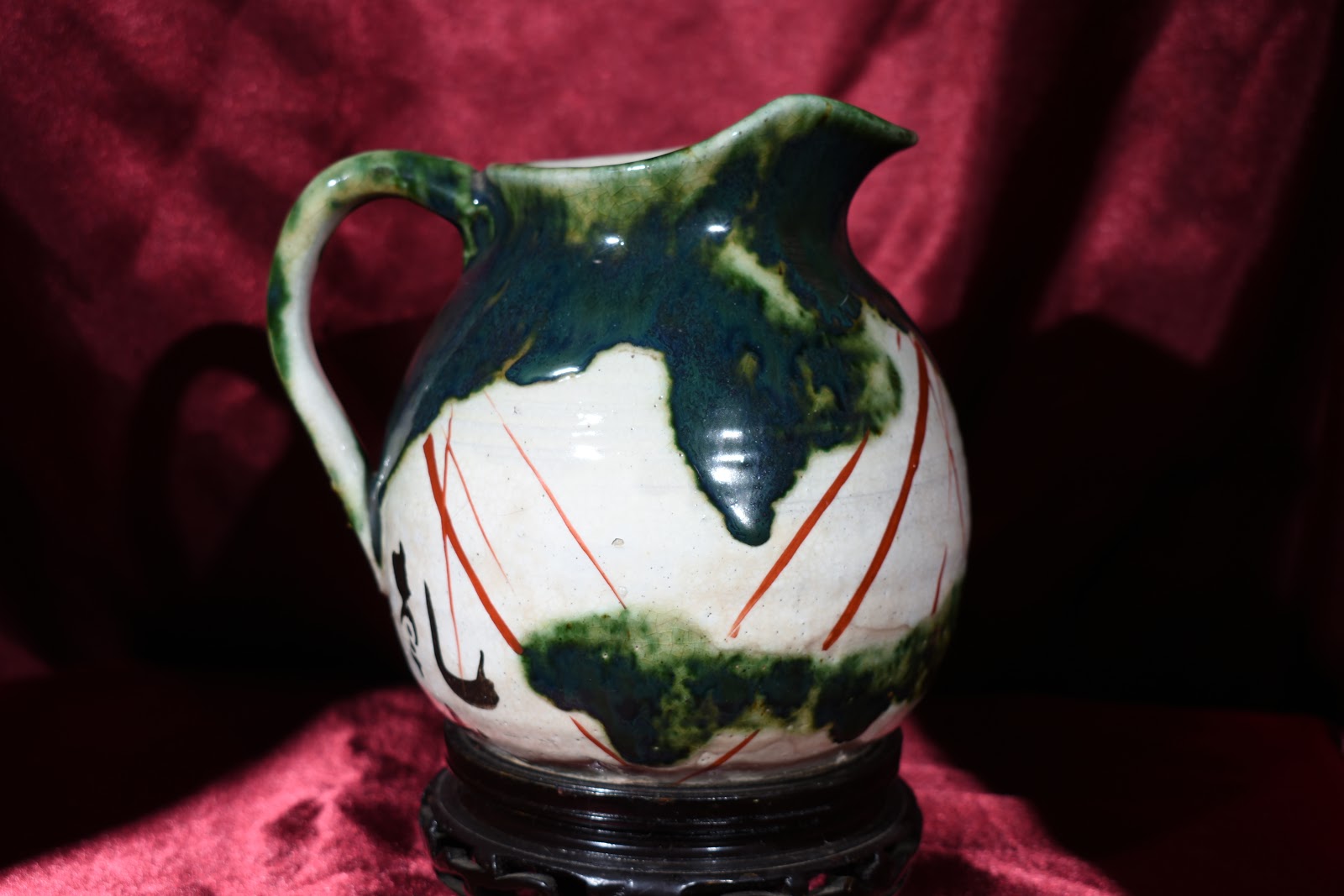 Antique Japanese Oribe Pottery Ogata Kenzan Pitcher