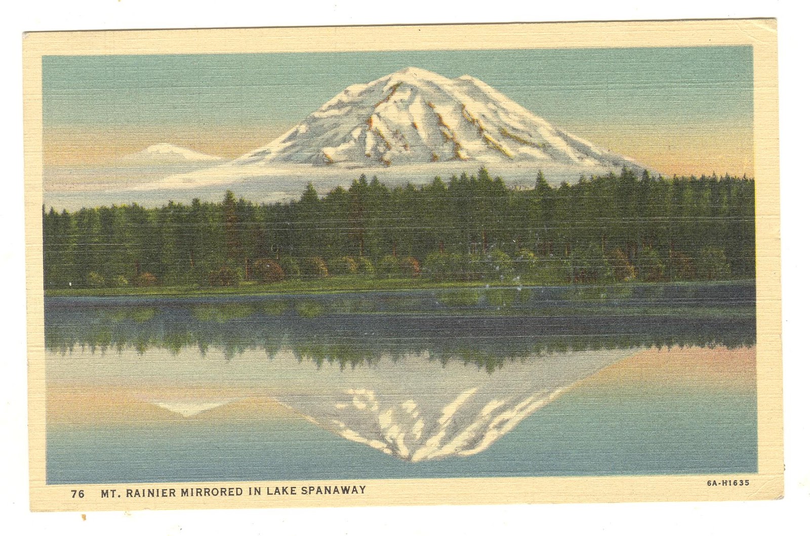 Judy's Postcards Plus: MT. Rainier Mirrored in Lake Spanaway Looks good ...